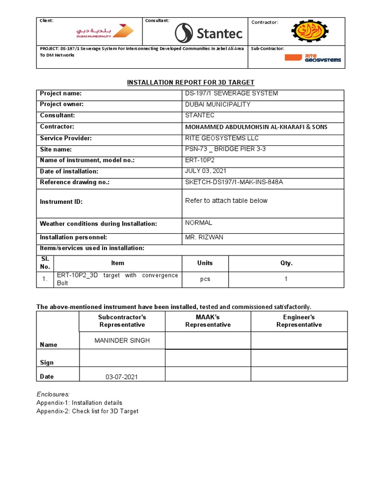 Installation Report for 3D Target | PDF | Business Law | Private Law
