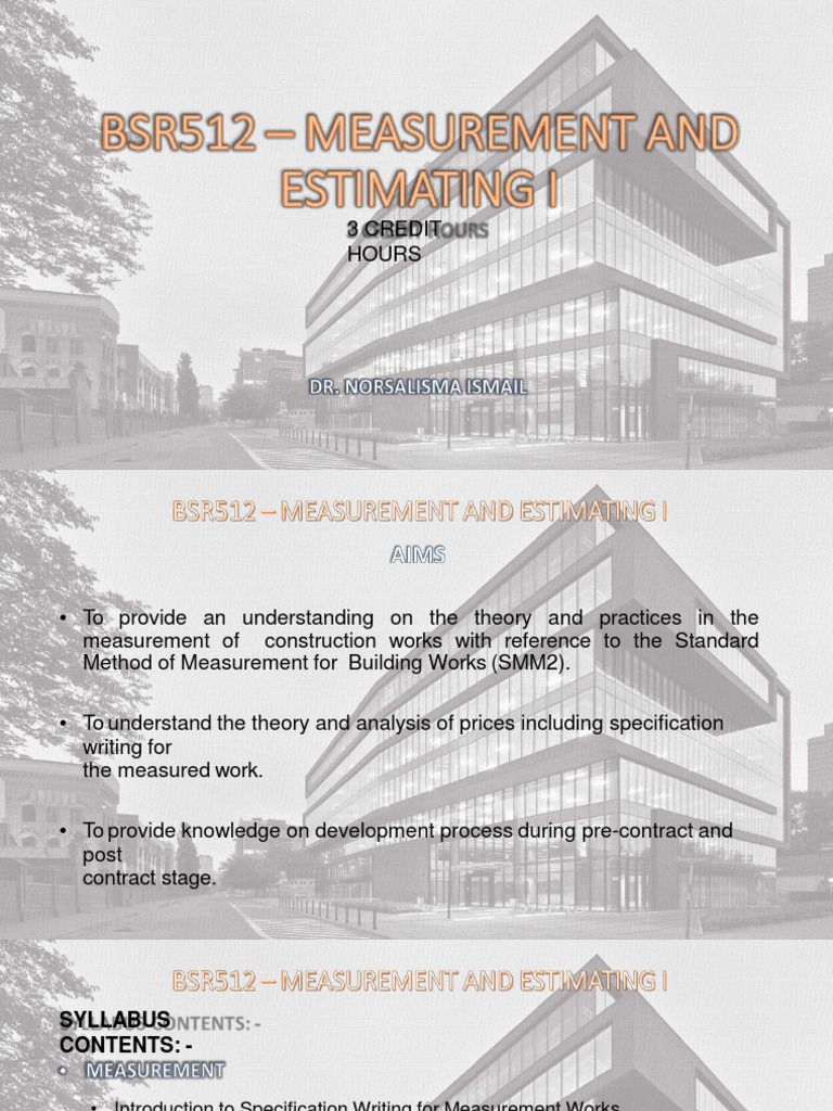 BSR512 October - Measurement and Estimating I - Intro | PDF