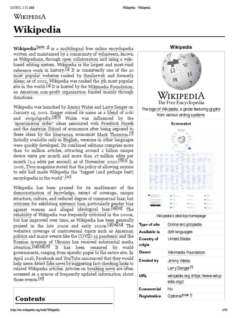 An Article On Wikipedia by Wikipedia | PDF | Wikipedia | Wiki