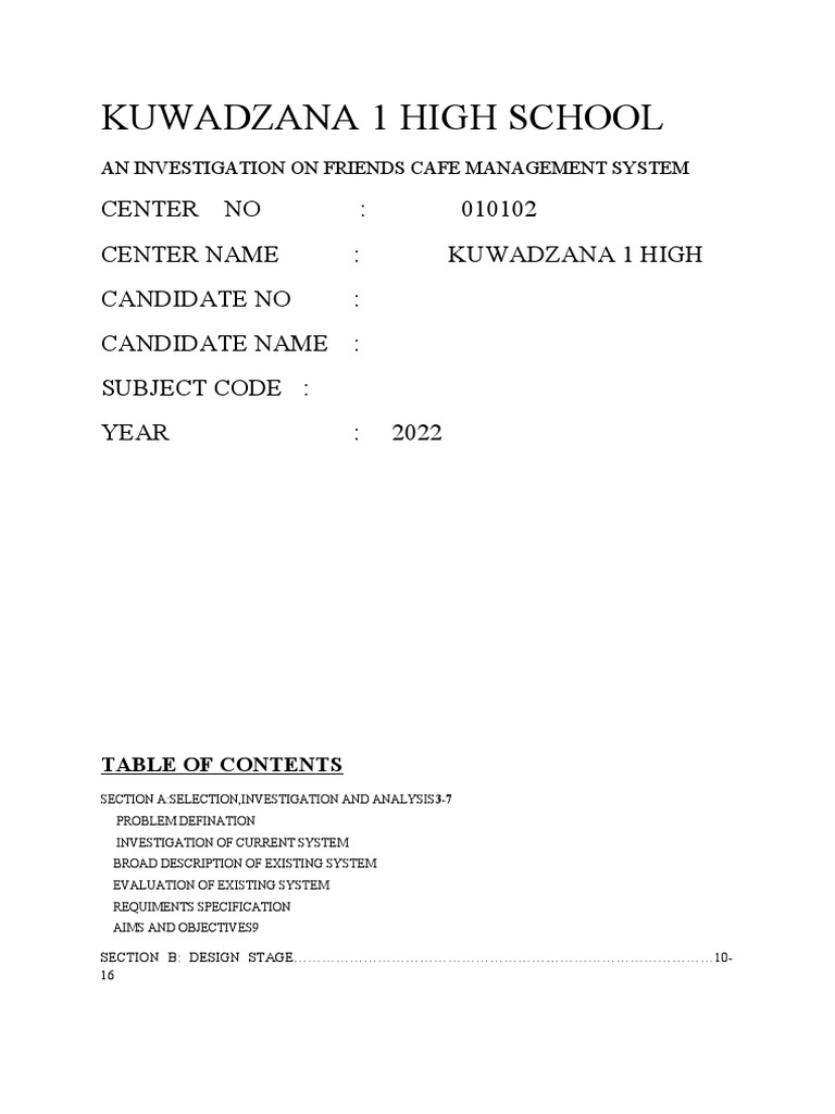 Kuwadzana 1 High School | PDF | Login | User (Computing)