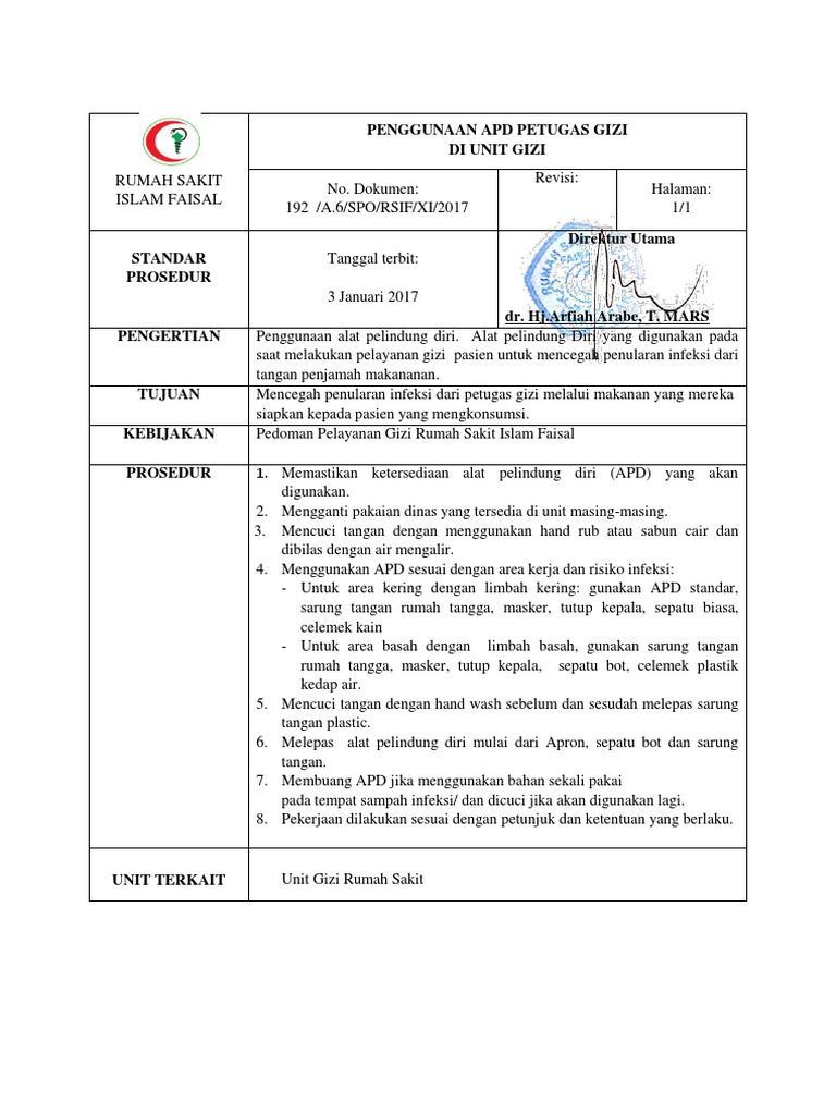 3 Penggunaan Apd Petugas Gizi | PDF