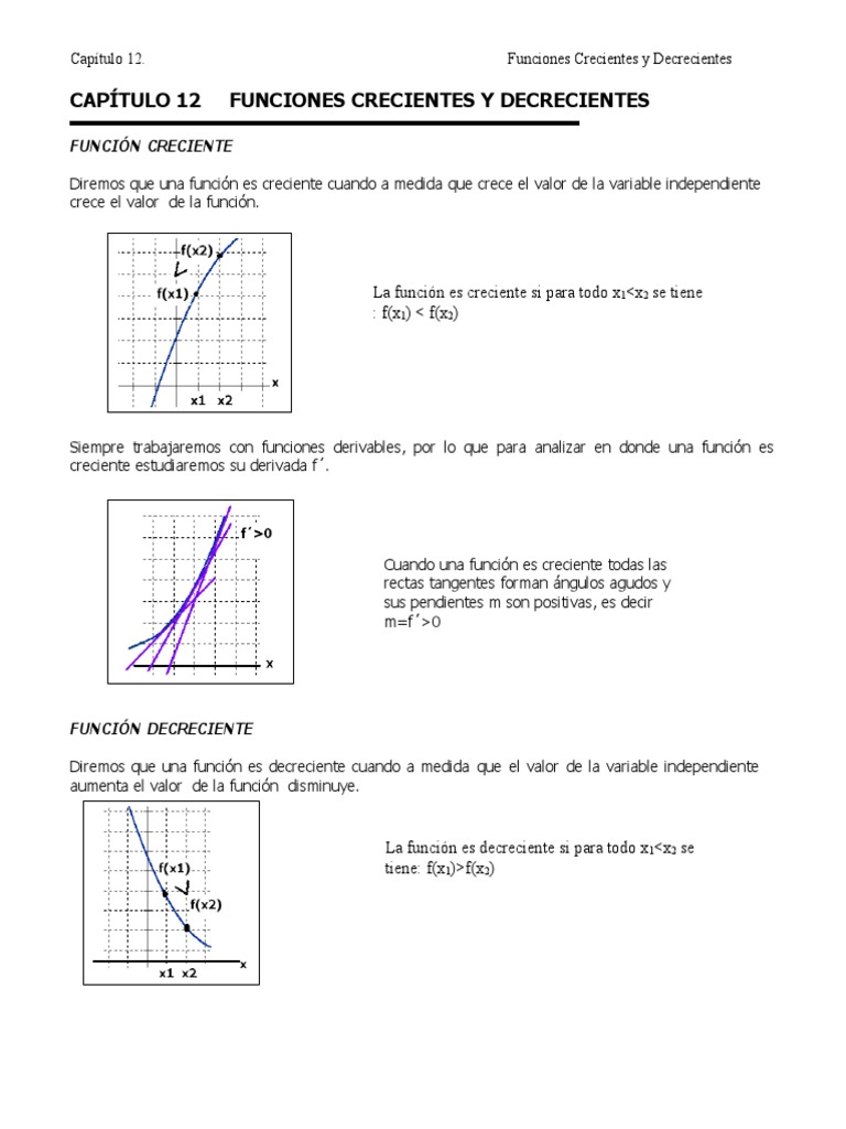 Capítulo 12 Funciones Crecientes Y Decrecientes: Función Creciente ...