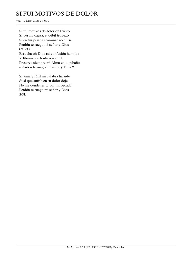 77 Si Fui Motivos de Dolor - 1 | PDF