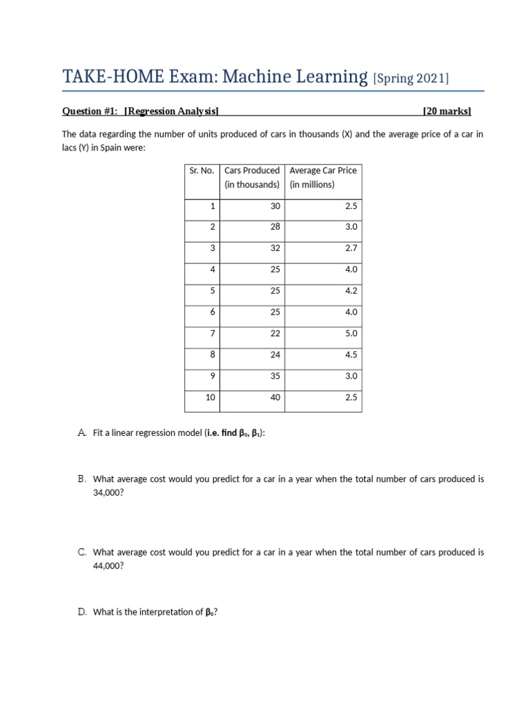 MachineLearning MidTerm UMT Spring 2021 | PDF | Statistical Classification | Machine Learning