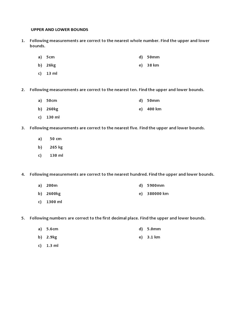 Upper and Lower Bounds | PDF | Length | Area