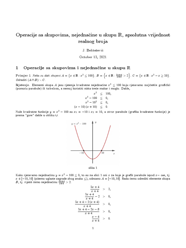 Matematika I - Sedmica 01 | PDF