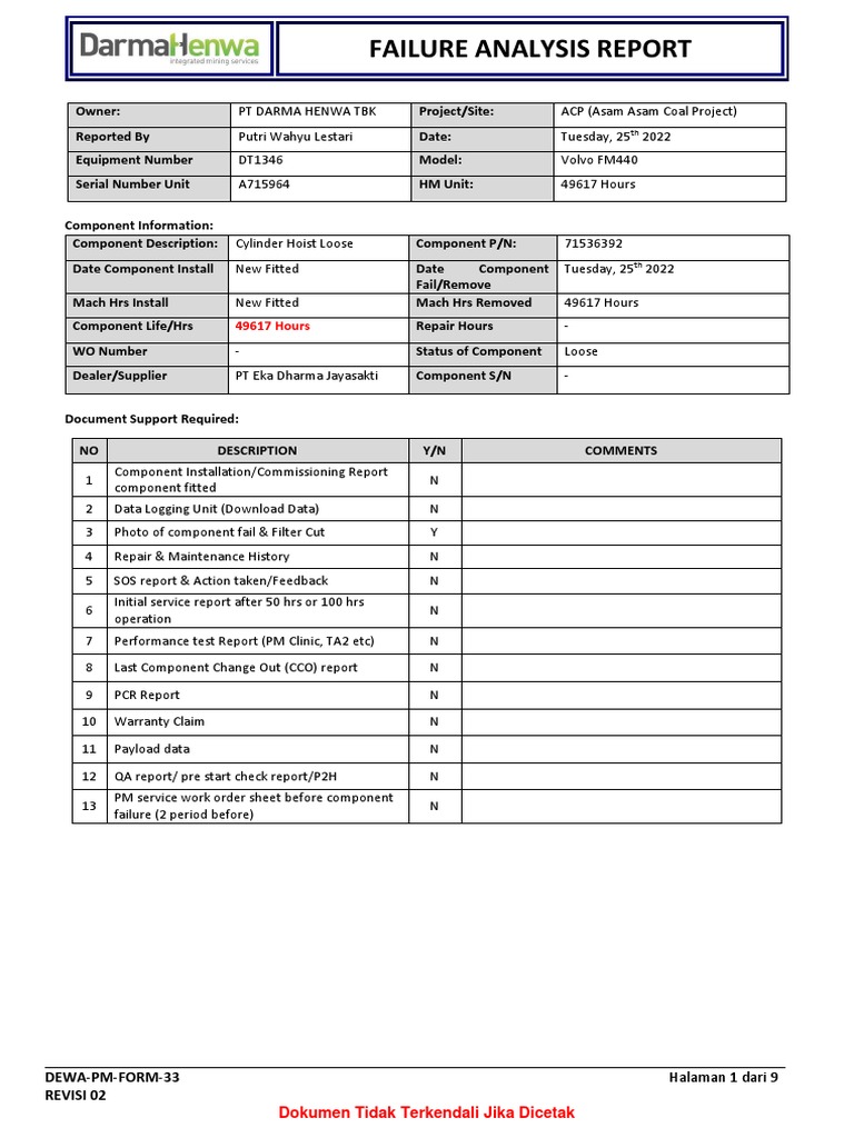 Volvo FM440 Failure Analysis | PDF | Piston | Mechanical Engineering