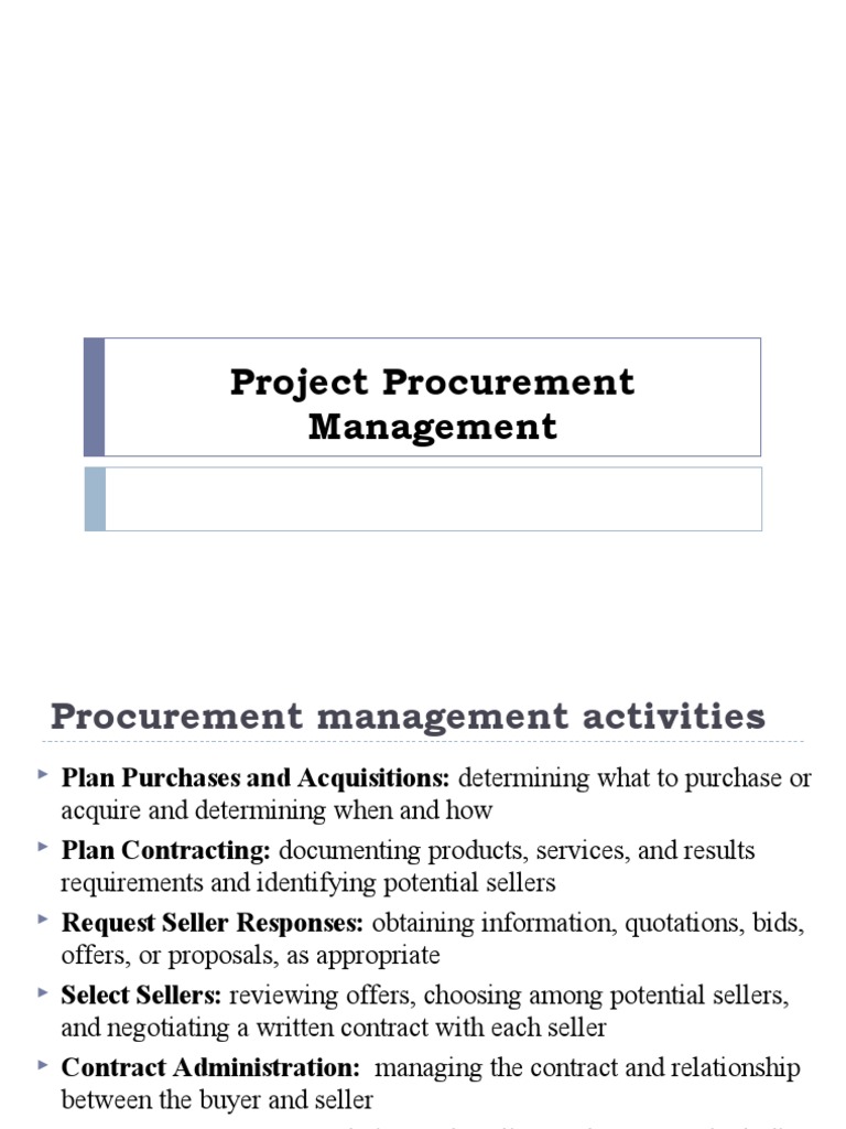 Chapter 5 Project Management Pdf Procurement Sales