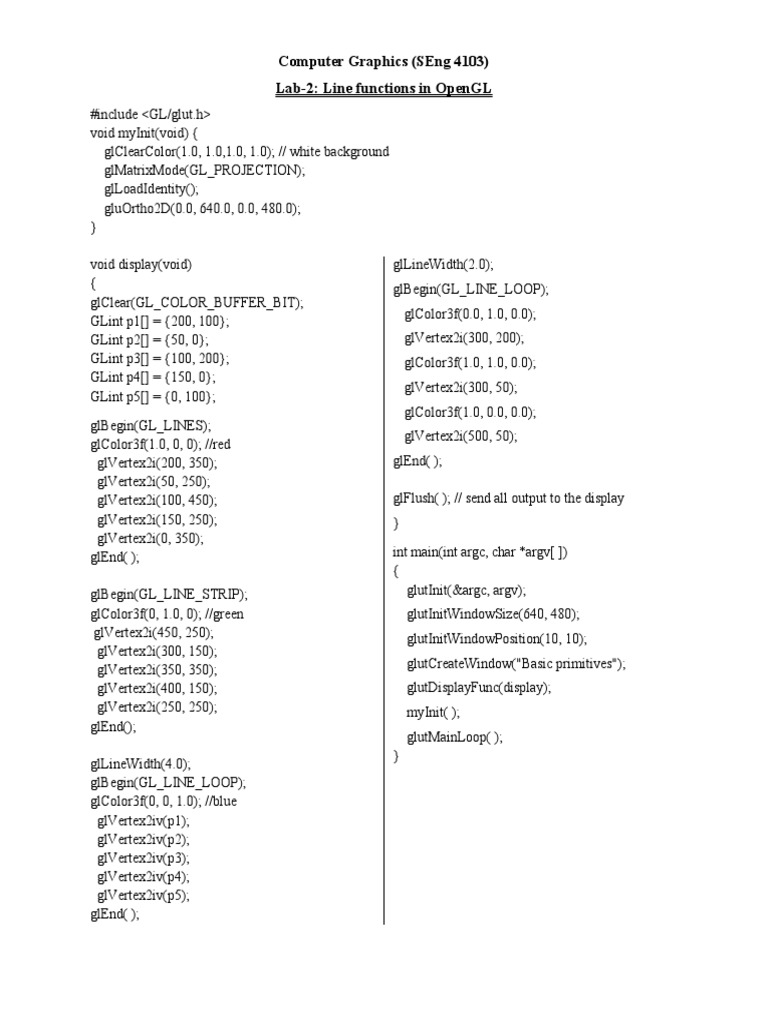 Line Function in Opengl | PDF
