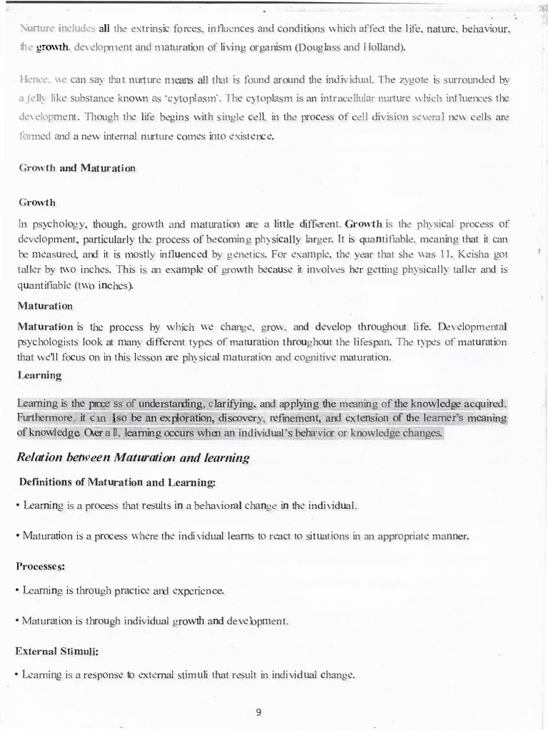 Growth & Maturation | PDF | Developmental Psychology | Psychological ...