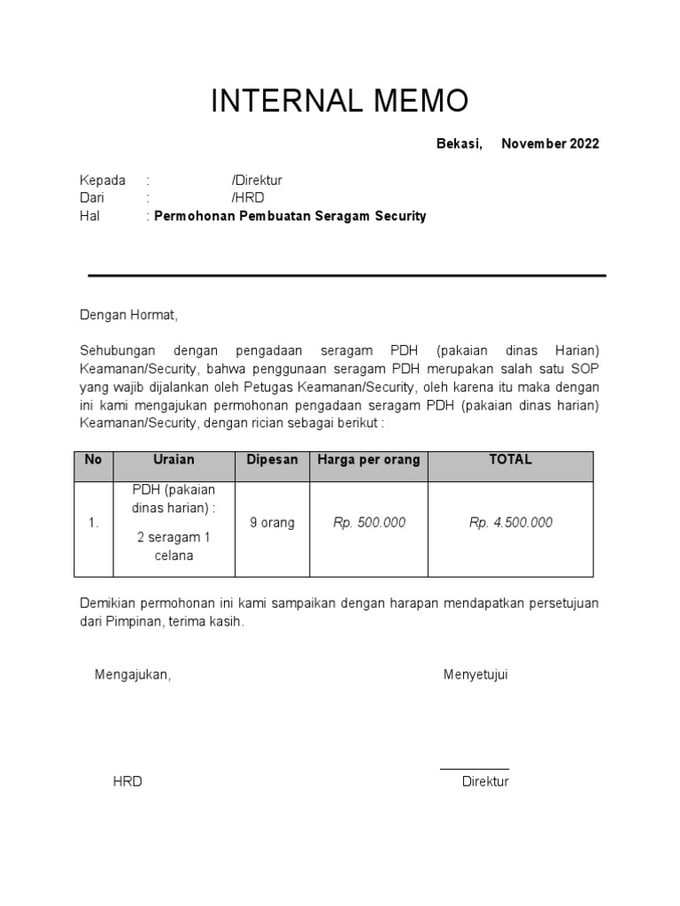Internal Memo 1 | PDF