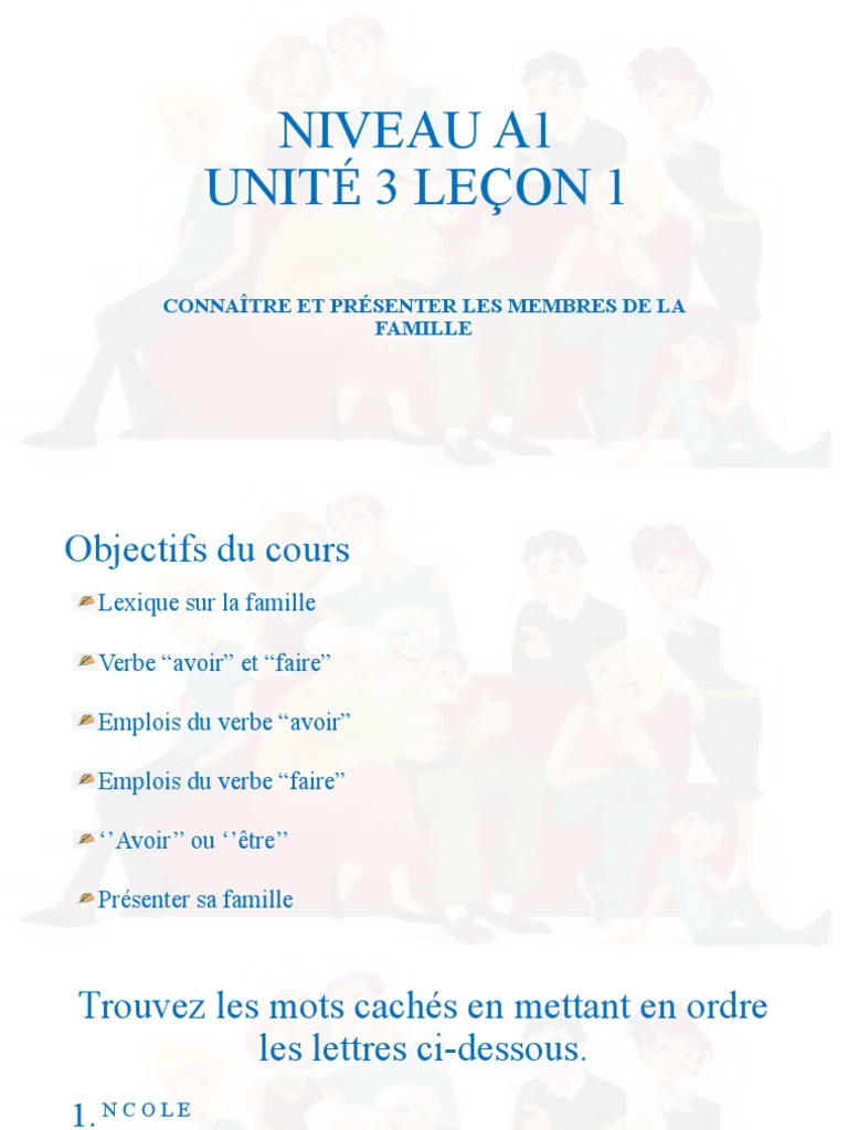 14 A1 Tendance Unite 3 Lecon 2 Les Membres de La Famille | PDF