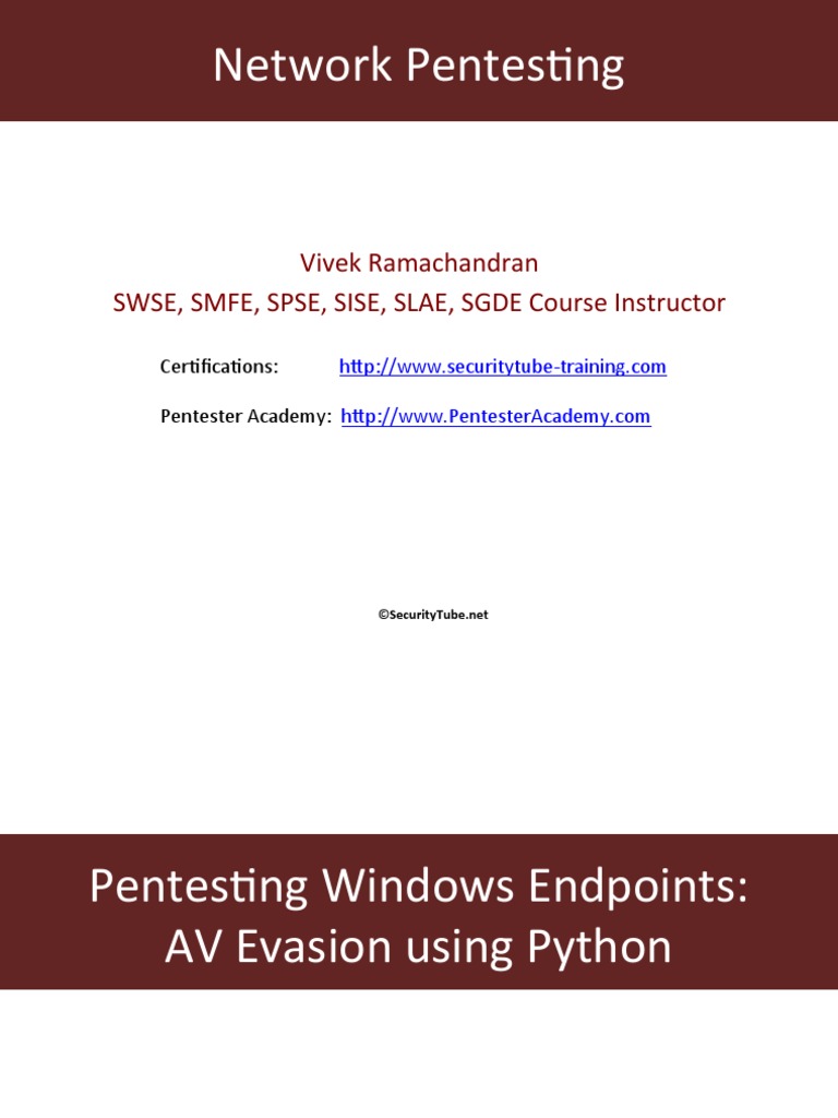 020-pentesting-windows-endpoints-av-bypass-python | PDF