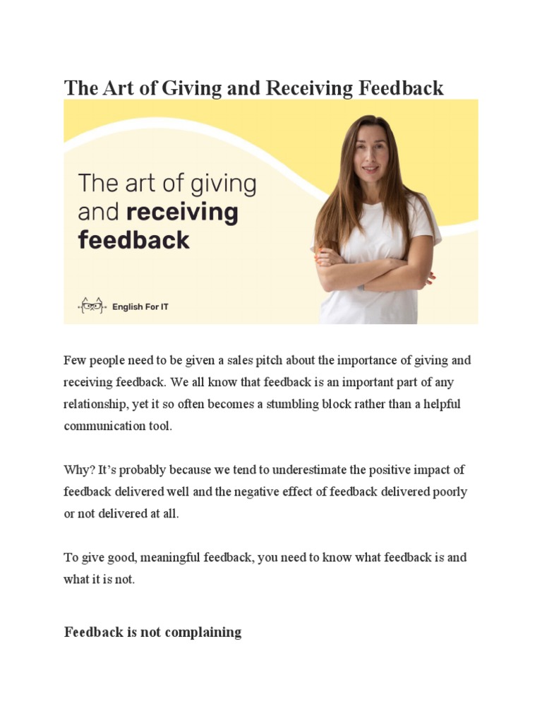 The Art of Giving and Receiving Feedback | PDF | Feedback | Behavioural Sciences