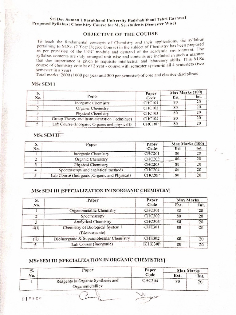 M.sc. Chemistry Semster | PDF