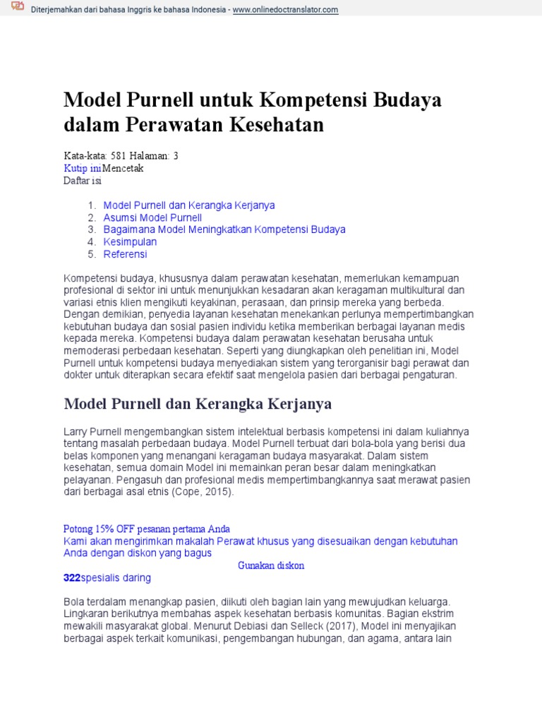 Model Purnell untuk Kompetensi Budaya | PDF