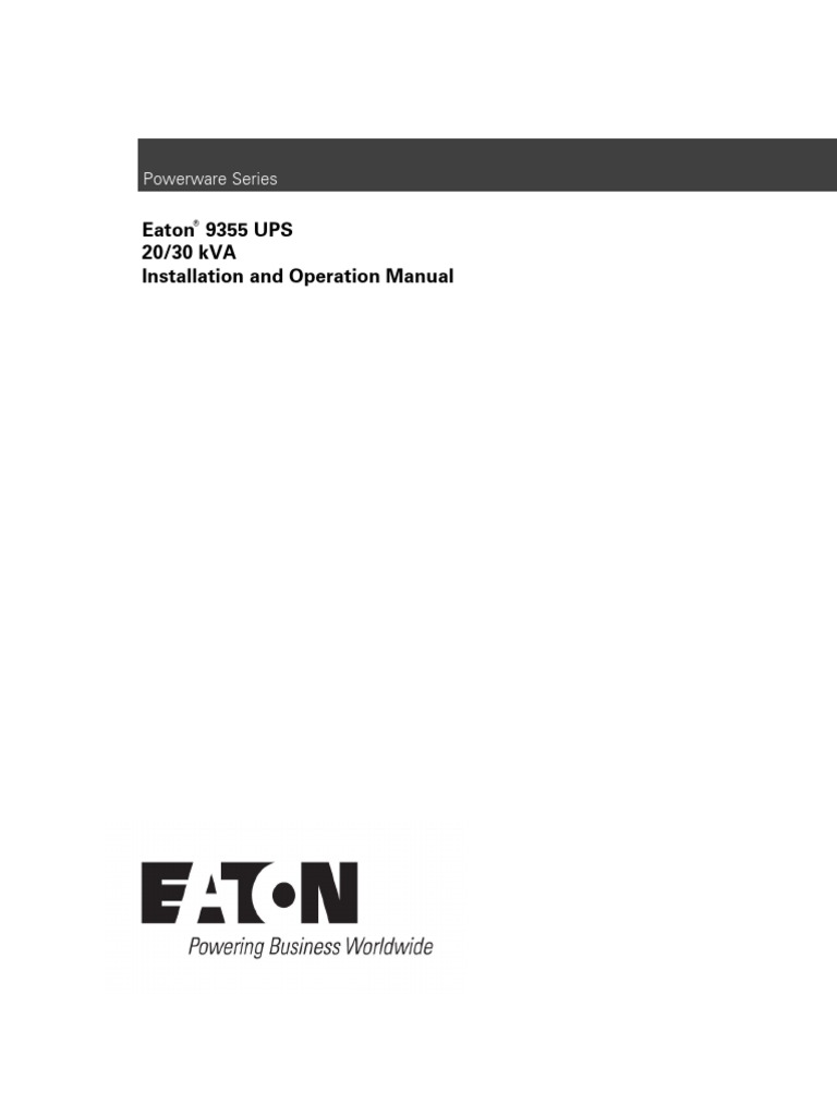 Eaton 9355 UPS-20-30 kVA-IO Manual | Download Free PDF ...