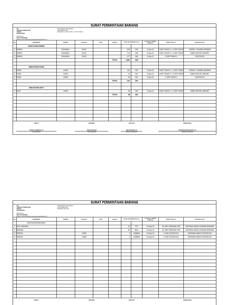 Contoh Form SPB Barang | PDF