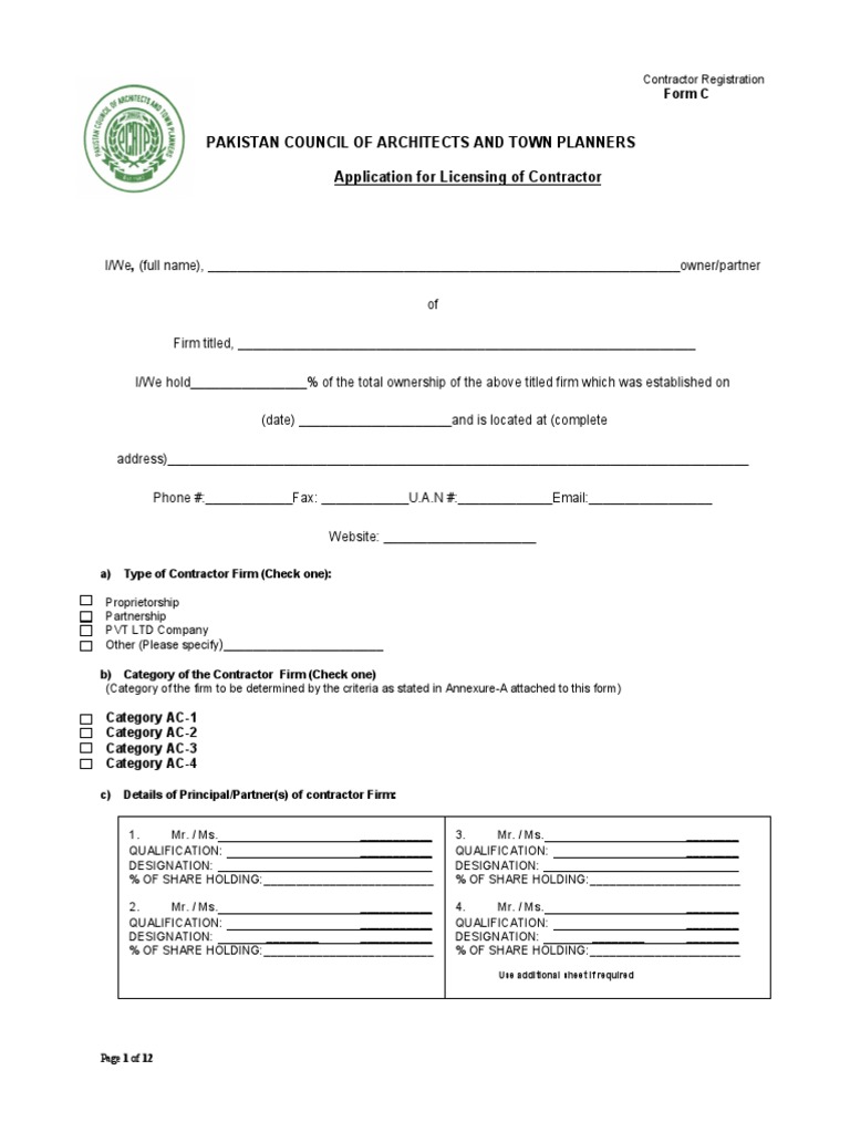 Contractor Registration Form | PDF | Employment | Notary Public