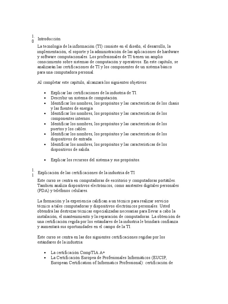 Certificaciones TI y Sistemas Básicos | PDF | Dispositivo de ...