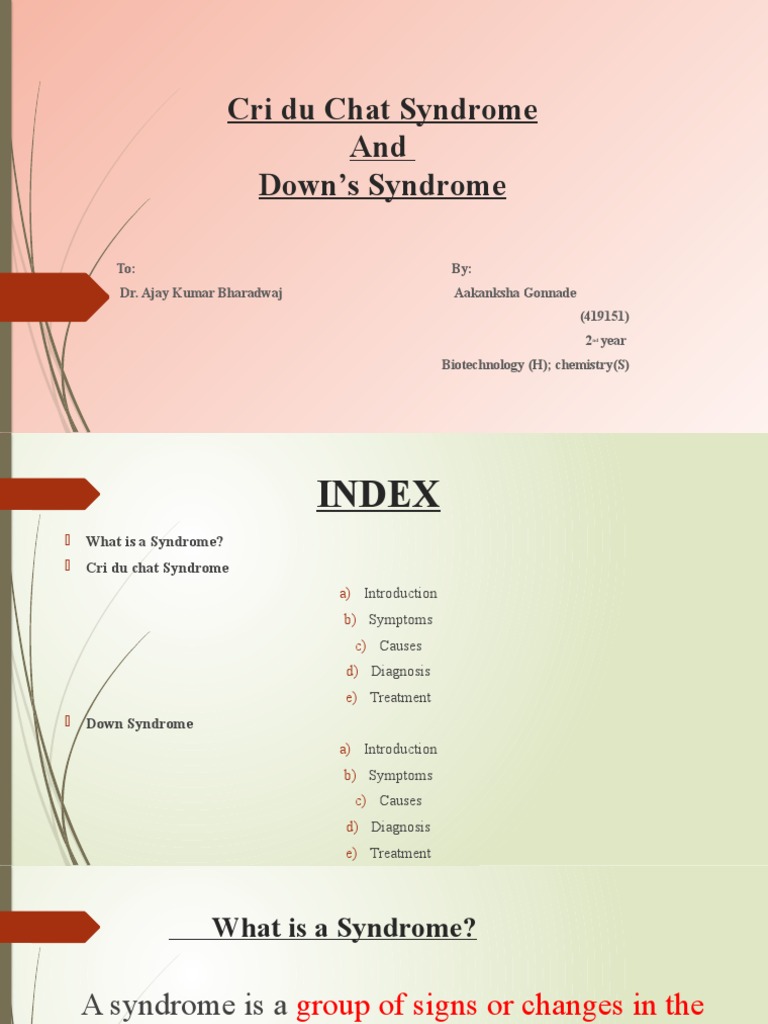 Cri Du Chat and Down Syndrome | PDF | Down Syndrome | Diseases And ...