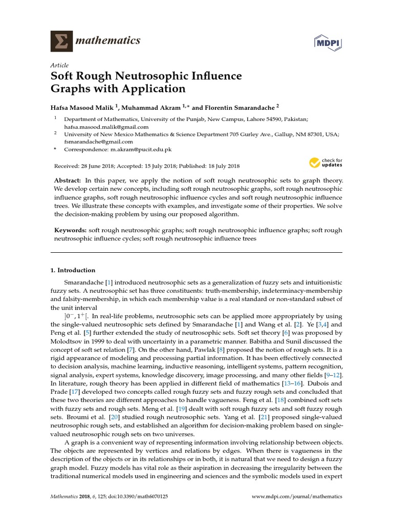 Soft Rough Neutrosophic Influence Graphs With Application | PDF | Visual Cortex | Fuzzy Logic