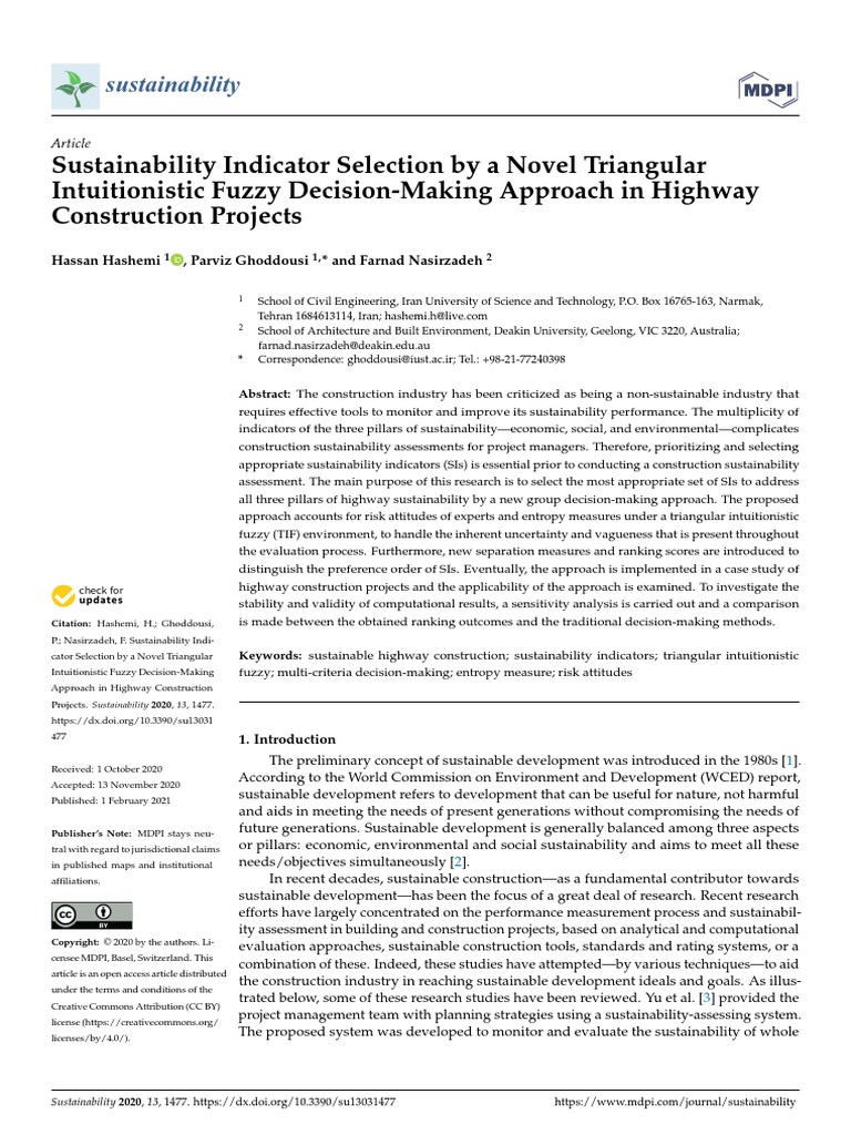 Sustainability Indicator Selection By A Novel Triangular Intuitionistic Fuzzy Decision Making