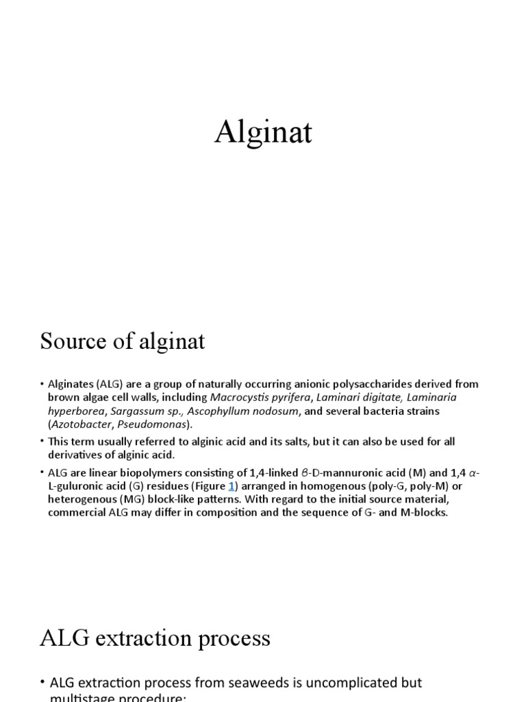 Alginate: Sources, Extraction, Properties, and Gelation | PDF ...