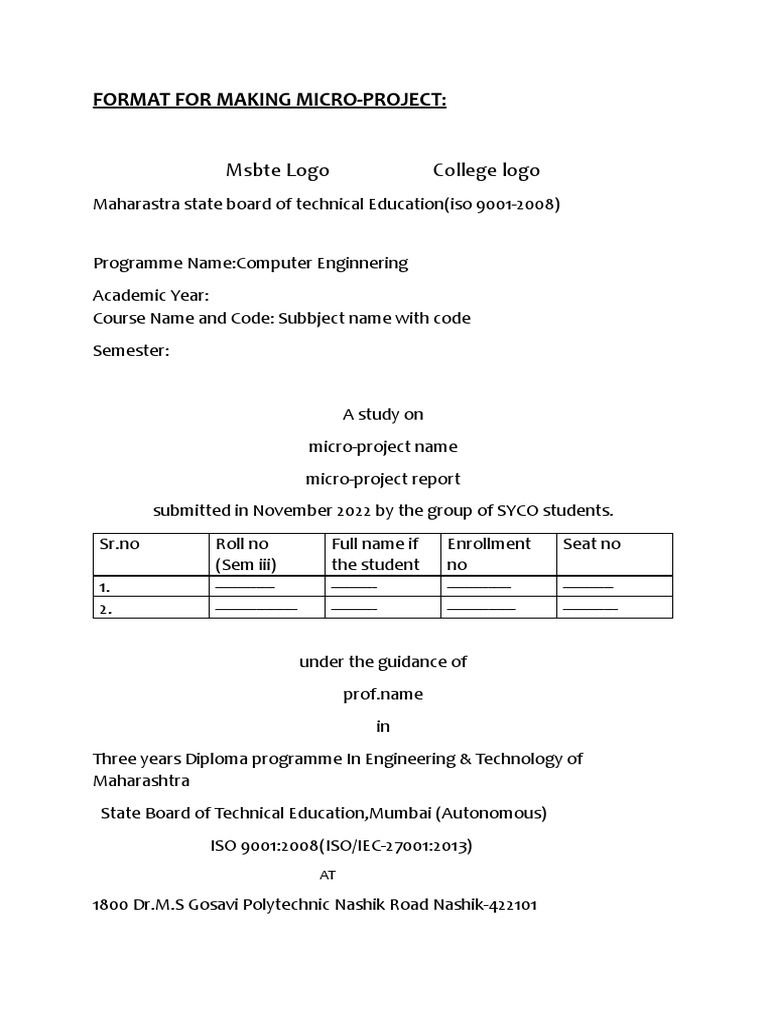 Microproject Report | PDF | Vocational Education