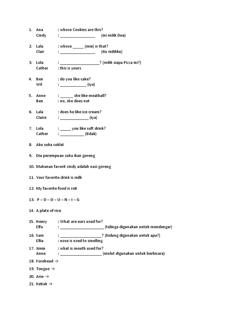 Soal Kelas 3 Bing | PDF