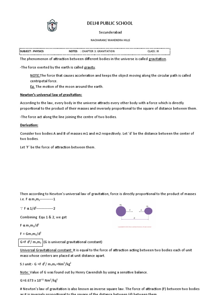 Cl9gravitation Notes | PDF | Buoyancy | Density