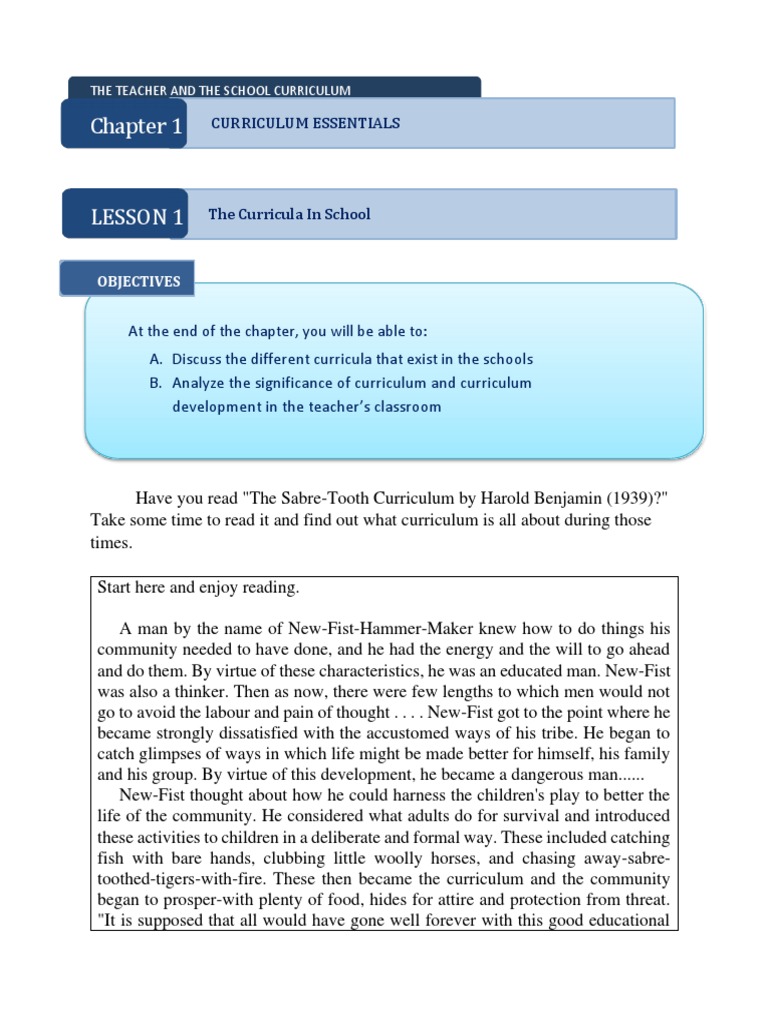 Module 1 (Lesson 1 - 1.2) | PDF | Curriculum | Teachers