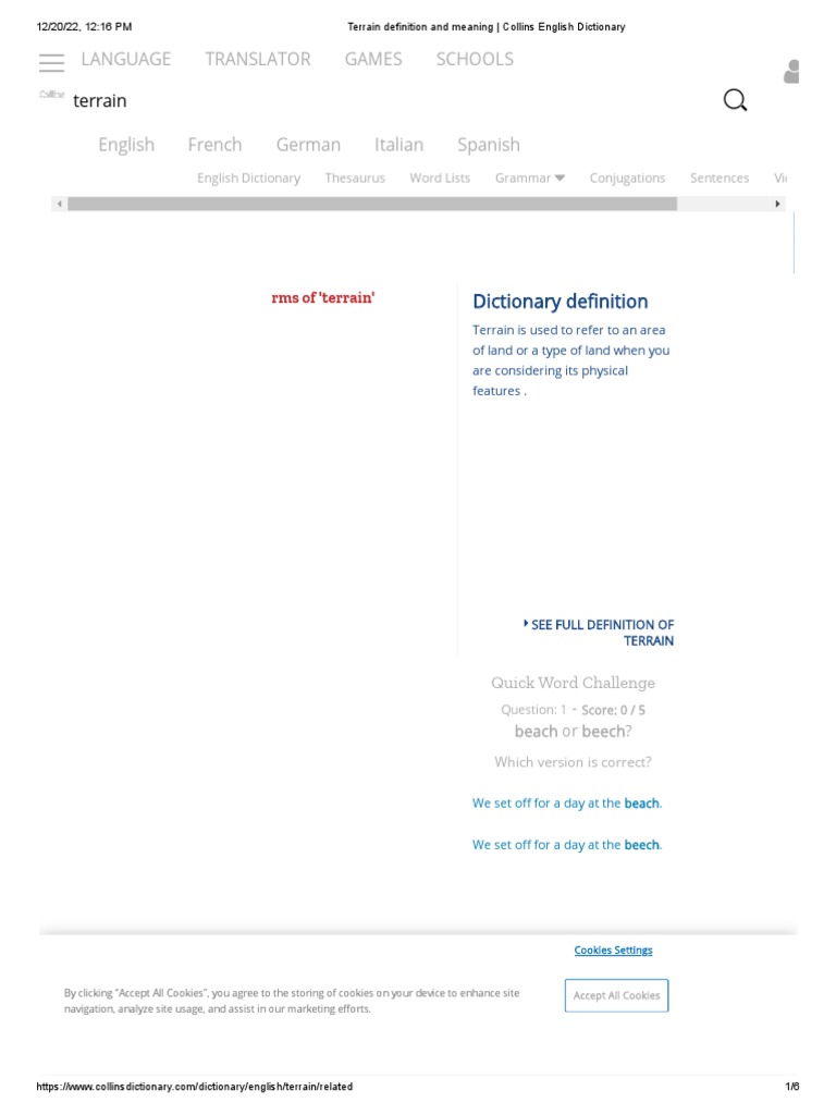 Terrain Definition and Meaning - Collins English Dictionary | PDF ...