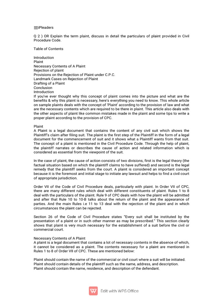 CPC 2 | PDF | Lawsuit | Federal Rules Of Civil Procedure