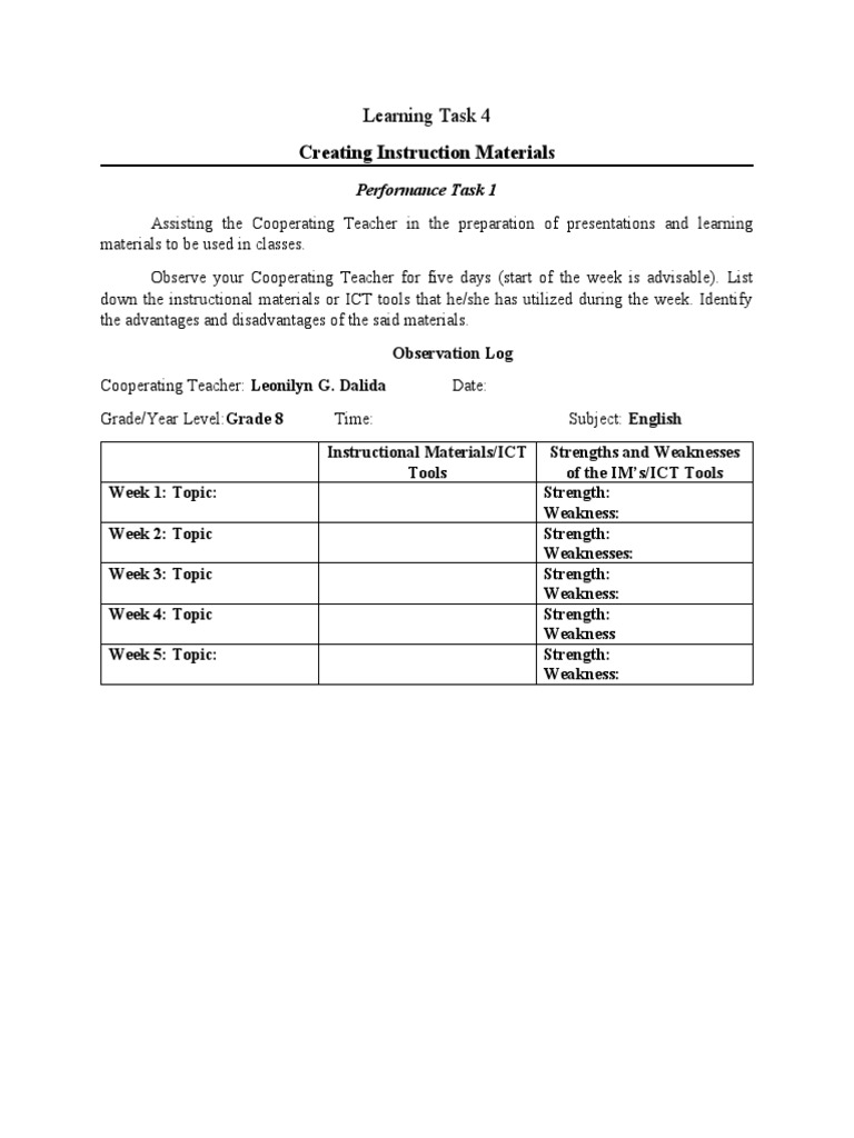Learning Task 4 | PDF | Educational Technology | Learning