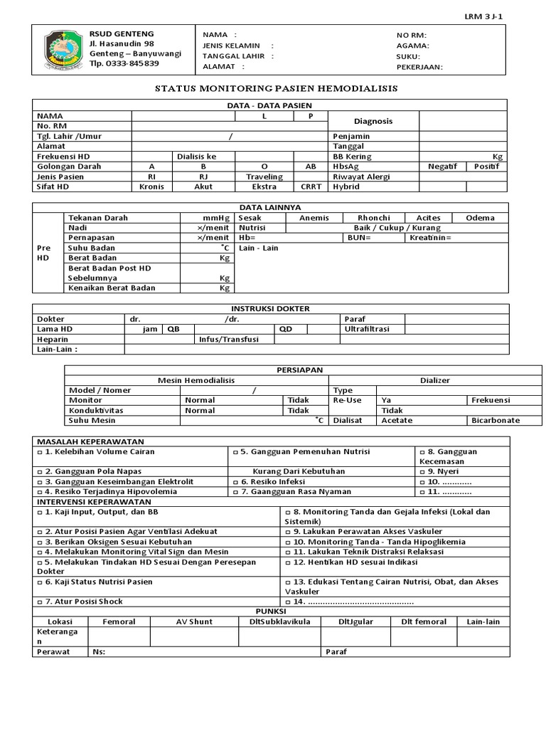 LRM 3 J - Status Monitoring Pasien Hemodialisis (Bolak Balik) | PDF