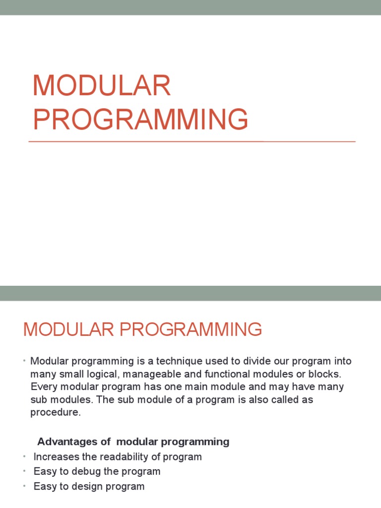 Notes On Modular Programming | PDF | Subroutine | Parameter (Computer ... Notes On Modular Programming | PDF | Subroutine | Parameter (Computer ...