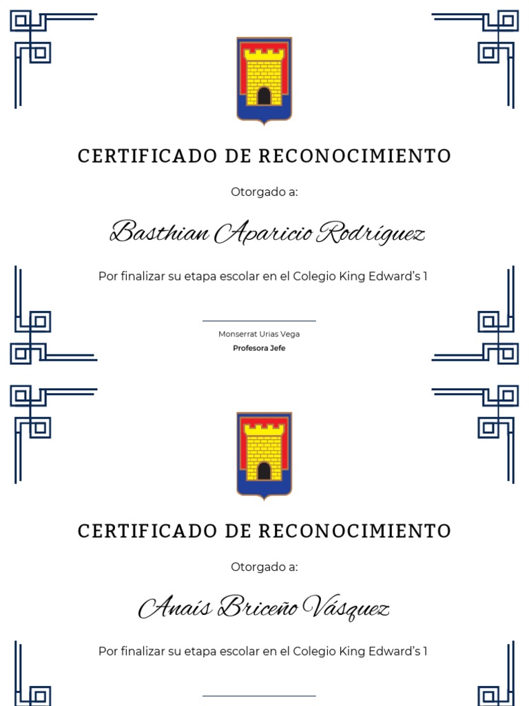 Basthian Aparicio Rodríguez: Certificado de Reconocimiento | PDF