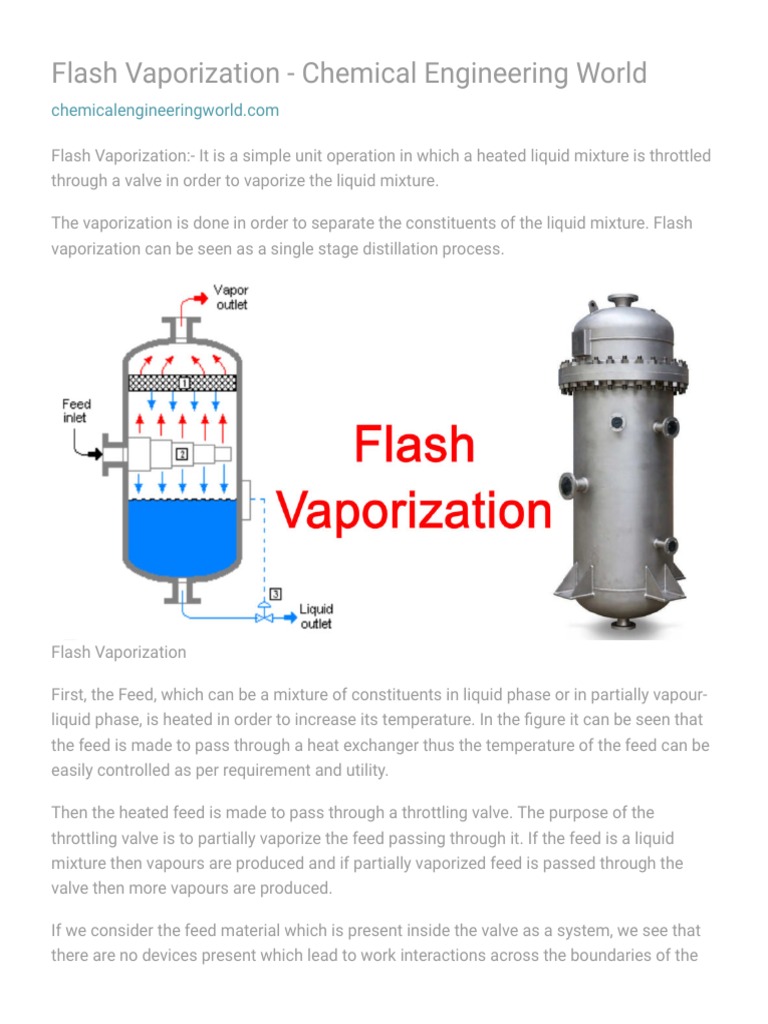 Flash Vaporization Process Explained | PDF | Enthalpy | Physical Quantities