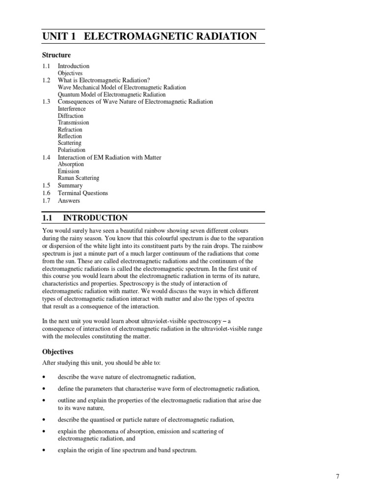 Unit 1 Electromagnetic Radiation-1 | PDF | Electromagnetic Radiation ...
