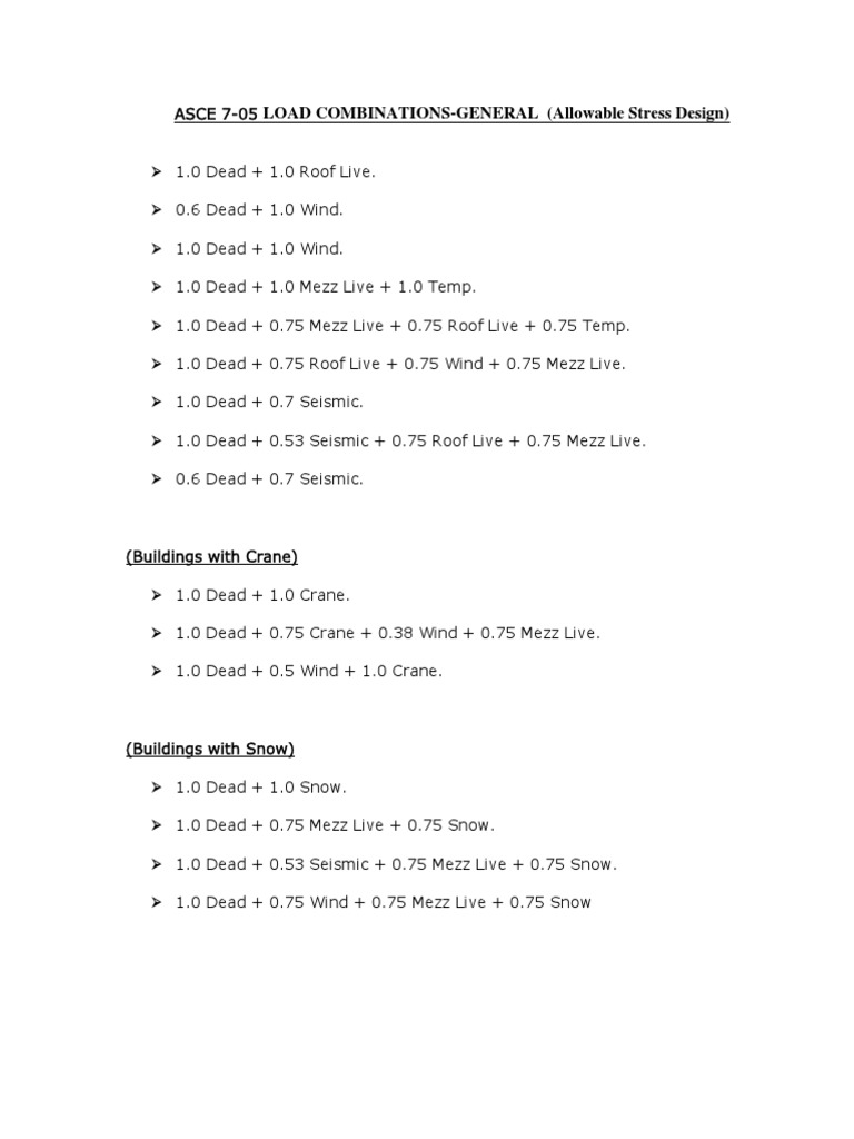 ASCE - ASD Load Combinations | PDF