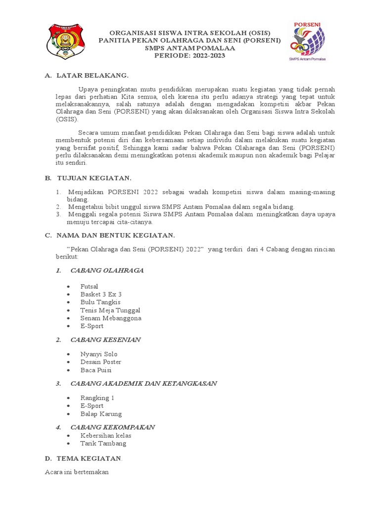 Proposal Porseni 2022 | PDF