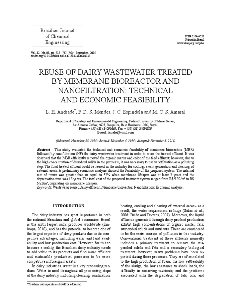 Calculating IRR For MBR | PDF | Membrane | Sewage Treatment