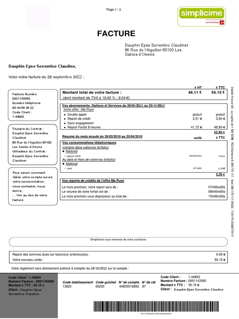 Facture 1 | PDF | Facture | Taxe sur la valeur ajoutée