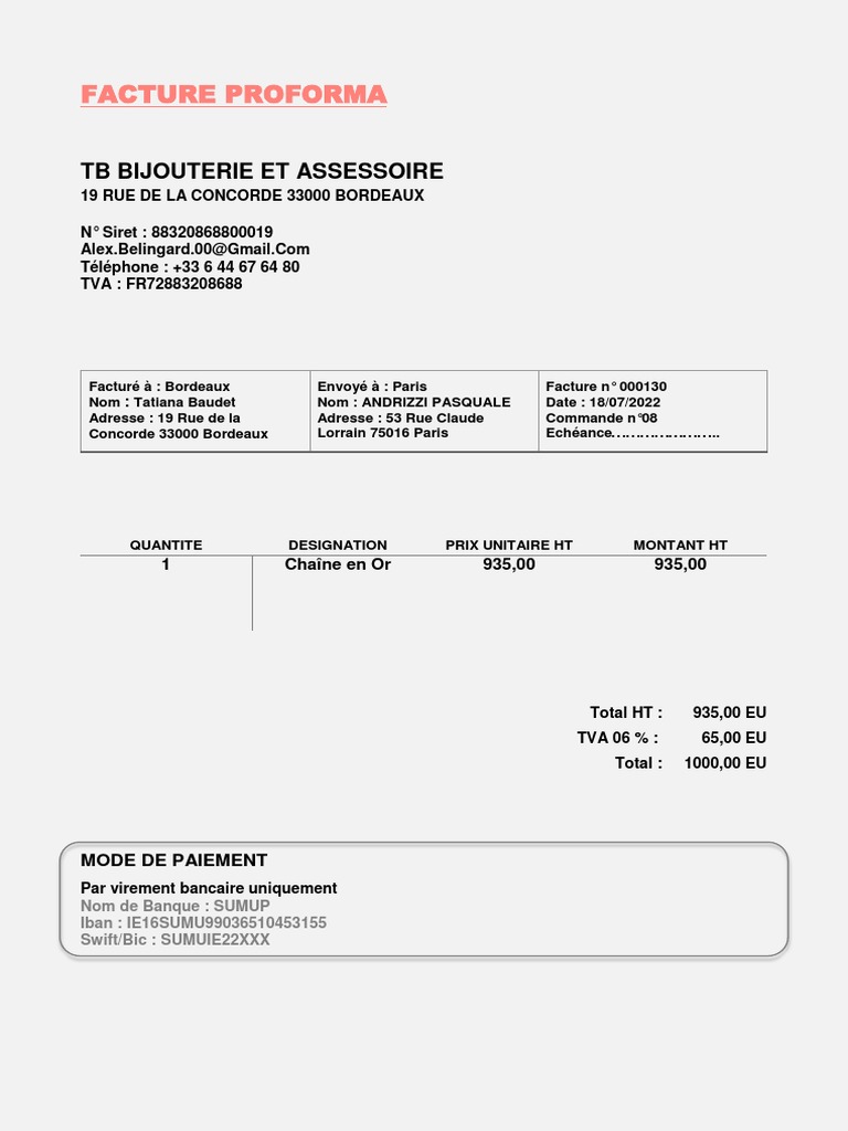 Modele Facture Proforma | PDF