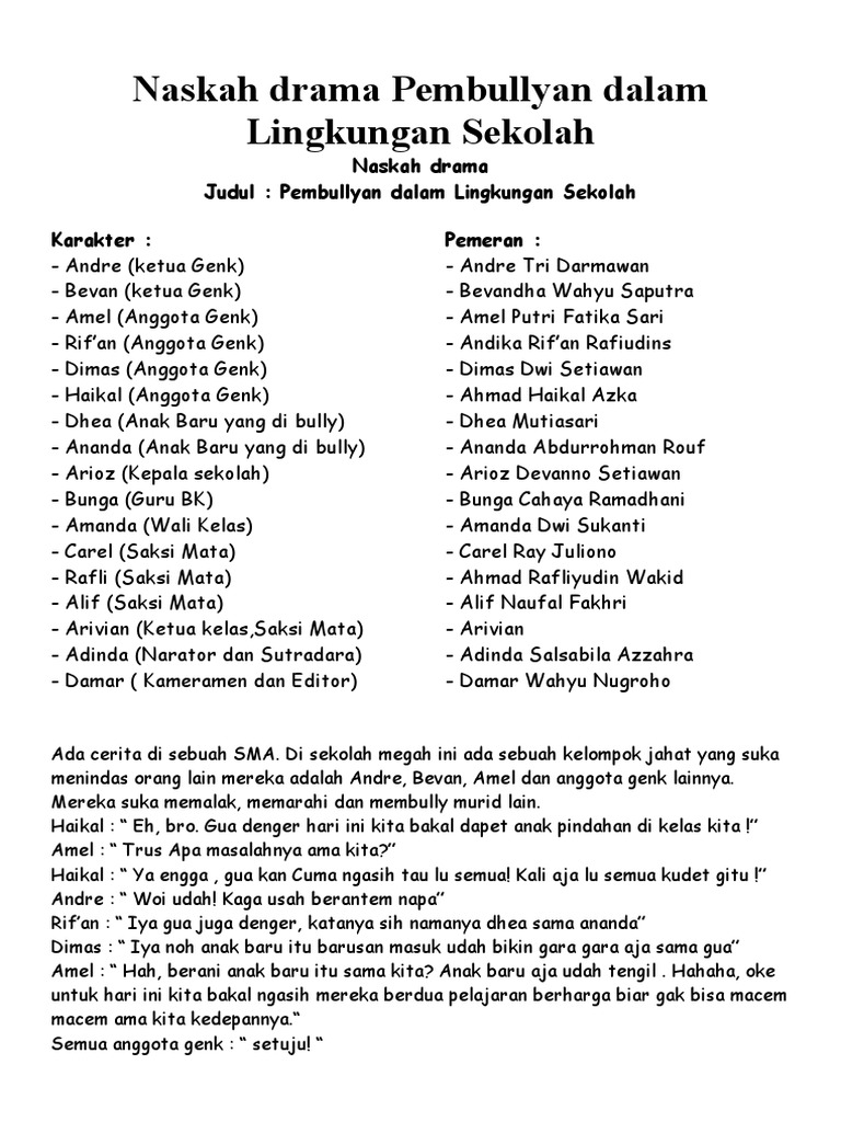 Script Drama Bullying | PDF