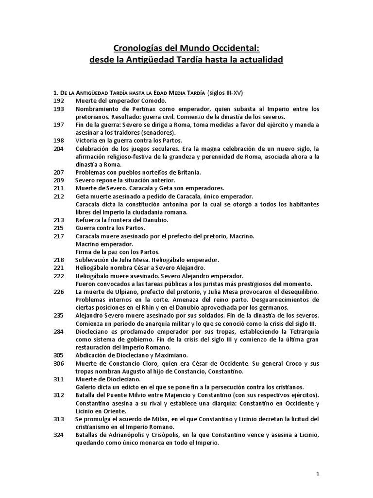 Cronologías del Mundo Occidental | PDF | Constantino el grande | Santo ...