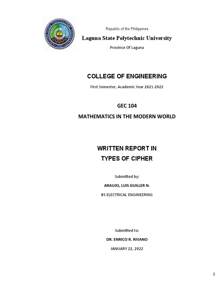 Types Of Cipher Pdf Cipher Encryption