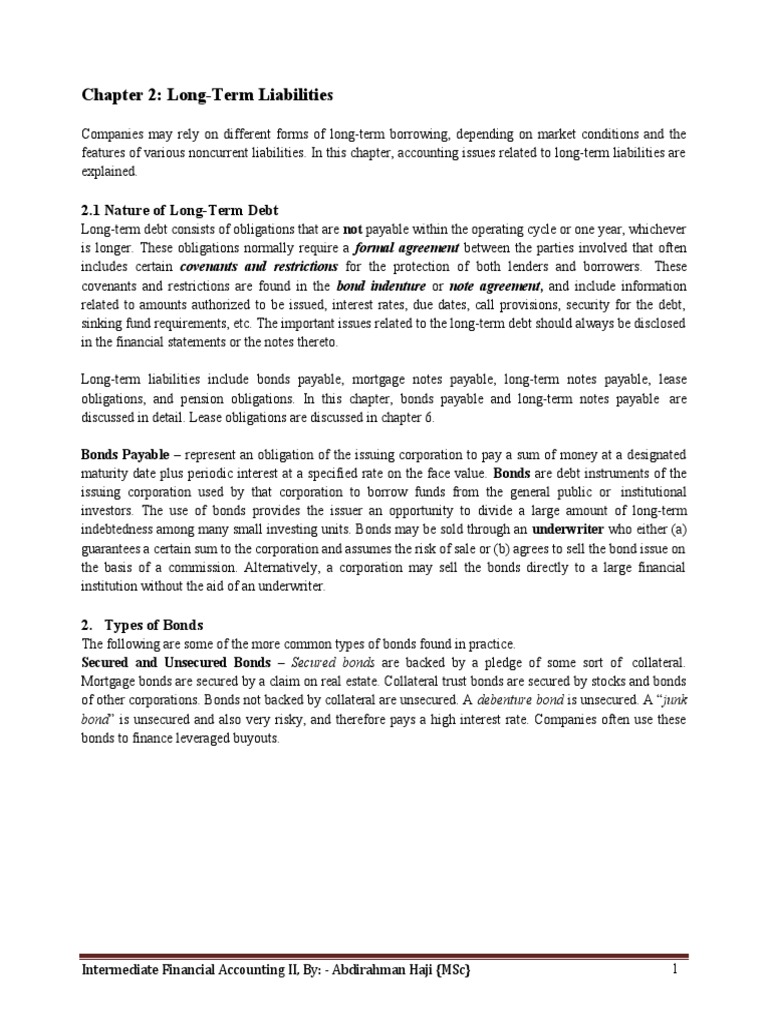Chapter Two. Long Term Liability (Intermediate FA II) | PDF | Bonds ...