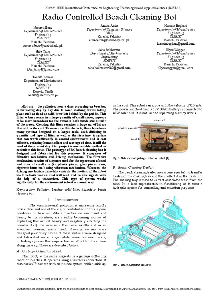 Radio Controlled Beach Cleaning Bot | PDF | Robot | Robotics